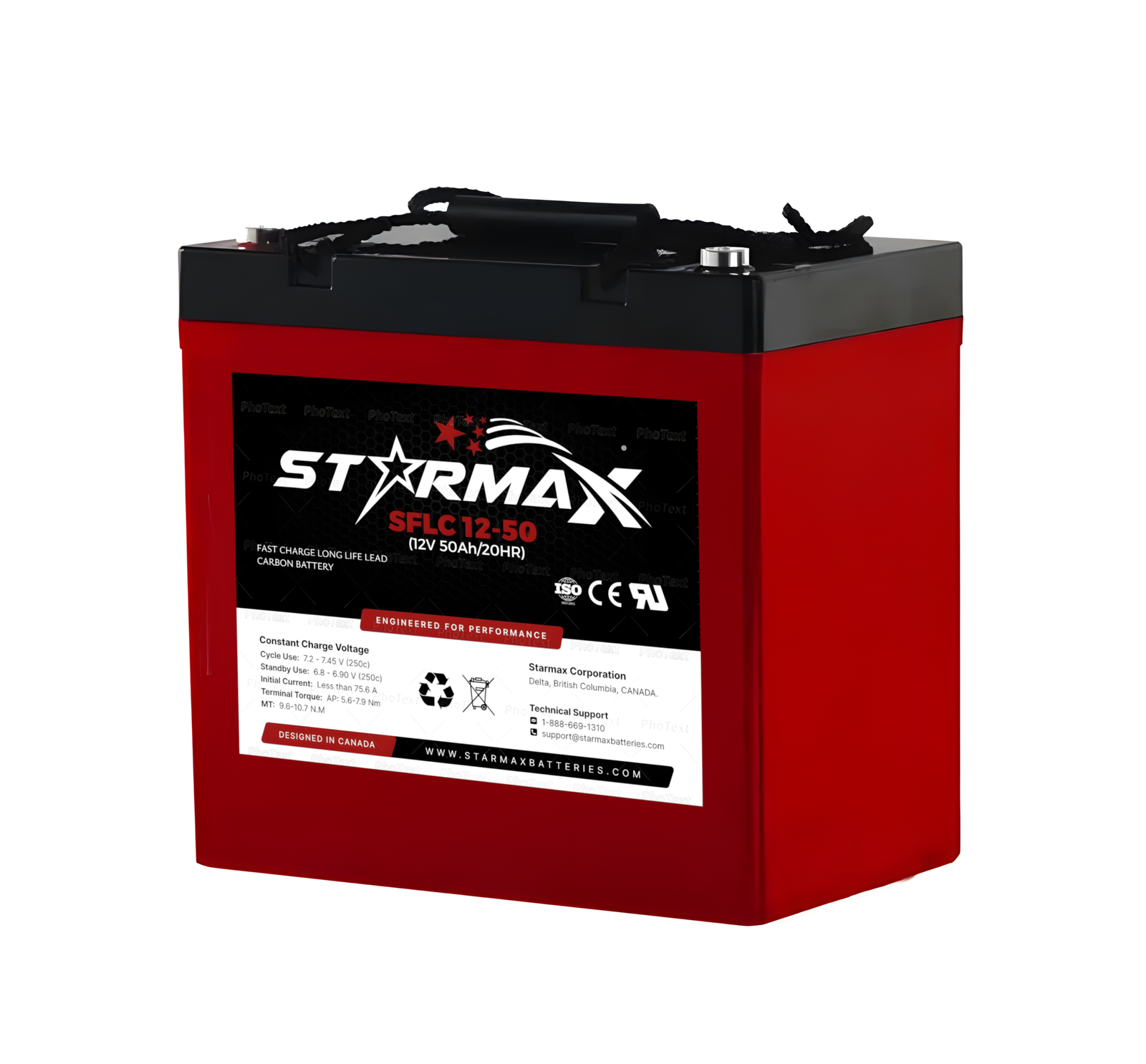 Starmax SFLC12-50 12V 50Ah Fast-Charge Long-Life Lead Carbon Battery ...