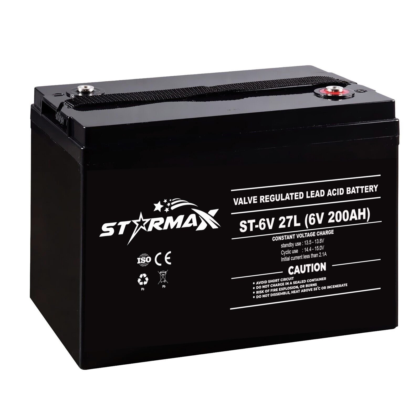 Starmax ST6-200 6V 200Ah Sealed Lead Acid (SLA) Battery – M8 Terminal ...